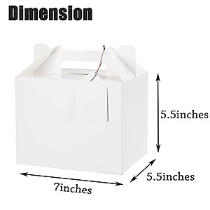Frantis 12 Pack White Treat Boxes Gable Boxes with Rope and Tag Party Favor Boxes Gift Boxes for Birthday Party 7 x 5.5 x 5.5 Inches