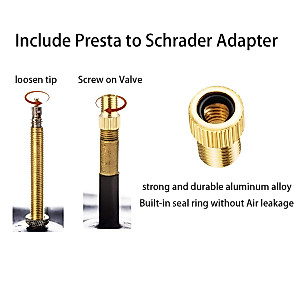 SITADI Air Pump Inflator Extension Hose High Pressure Schrader Valve for Mountain Road Bike Bicycle with Brass Presta Valve Adaptor，2 Pack