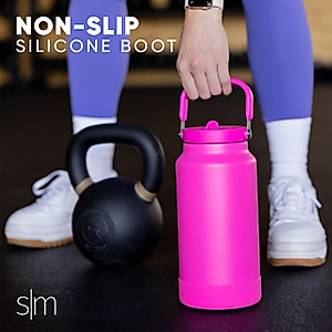 Simple Modern Trek Pivot | Half Gallon Water Bottle Jug with Handle & Boot | Interchangeable Straw & Chug Lids | Large Insulated Stainless Steel | Sports Camping Outdoors | 64oz, Almond Birch