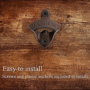 Tebery 12 Pack Cast Iron Wall Mounted Bottle Opener with Screws for Beer Cap Coke Bottle