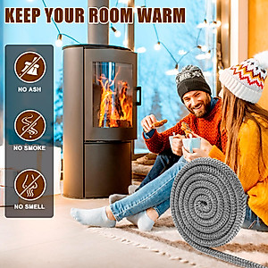 Wood Stove Gasket,1/4" Wood Stove Door Replacement Gasket,Gasket Rope Replacement for Stove or Woodburning Stoves Fireplace Doors,Fiberglass Gaskets(1/4" x 98" Rope)