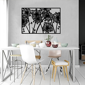 RnnJoile Metal Dandelion Wall Art Rustic Abstract Flower Wall Decor for Home Office Living Room Dandelion Black Wall Sculpture Garden Decorations 24x36inch