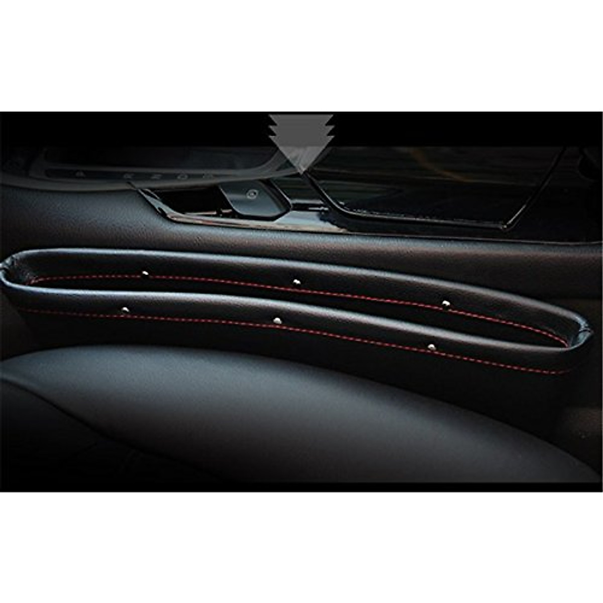 Fochutech 2x Car Pocket Organizer Seat Console Gap Filler Side Catcher Tray PU Leather Inside Out Interior Accessories For Wallet Phone Coins Cigarette (Black)