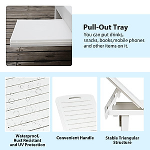 LUCKYERMORE Outdoor Chaise Lounge, Patio Lounge Chairs for Outside, 74" Pool Lounge Chairs wih 4 Level Adjustable Backrest, 350lbs Weight Capacity Plastic White Pool Furniture, Waterproof