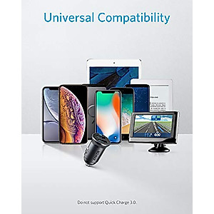 Anker 320 Car Charger (24W II), Mini Aluminum Alloy Dual USB Car Charger with Blue LED for iPhone 14 13 12 Pro Max mini X XS XR, iPad Pro/Air 2/Mini, Galaxy and more (Not Compatible with Quick Charge)