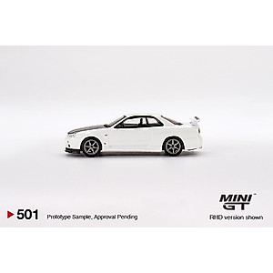 True Scale Miniatures Model Car Compatible with Nissan Skyline GT-R (R34) V-Spec II N1 (White) Limited Edition 1/64 Diecast Model Car MGT00501