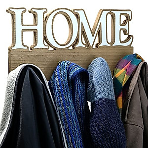 EXCELLO GLOBAL PRODUCTS Rustic Home Wall Mounted Coat Rack with 4 Hooks. Overall Size is 16" x 7". Use as Coat Rack, hat Organizer, Key Holder. Perfect for Entryway, Kitchen, Bathroom, Hallway