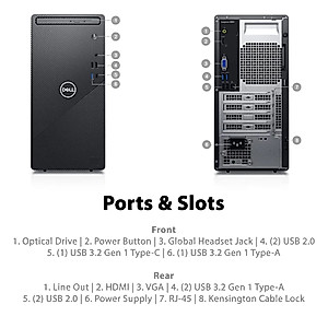 Dell 2021 Inspiron 3891 Desktop PC, Intel Core i3-10105, 16GB RAM, 2TB HDD, WiFi 6, Bluetooth, HDMI, DVD-RW, Wired Keyboard&Mouse, Win 11 Home