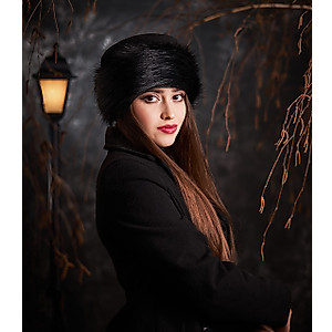 Futrzane Classic Trim Hat - Faux Fur Trimmed Hats for Women - Classy Fleece Cap (M, Black - Black Classic)