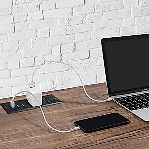 Desk Power Strip with USB Recessed Mounted Desktop Power Outlet 2 Outlets 3 USB Ports (15W/3A) Flat Power Plug, Charge Station for Table Cabinet Sofa Counter (3A/15W Black)