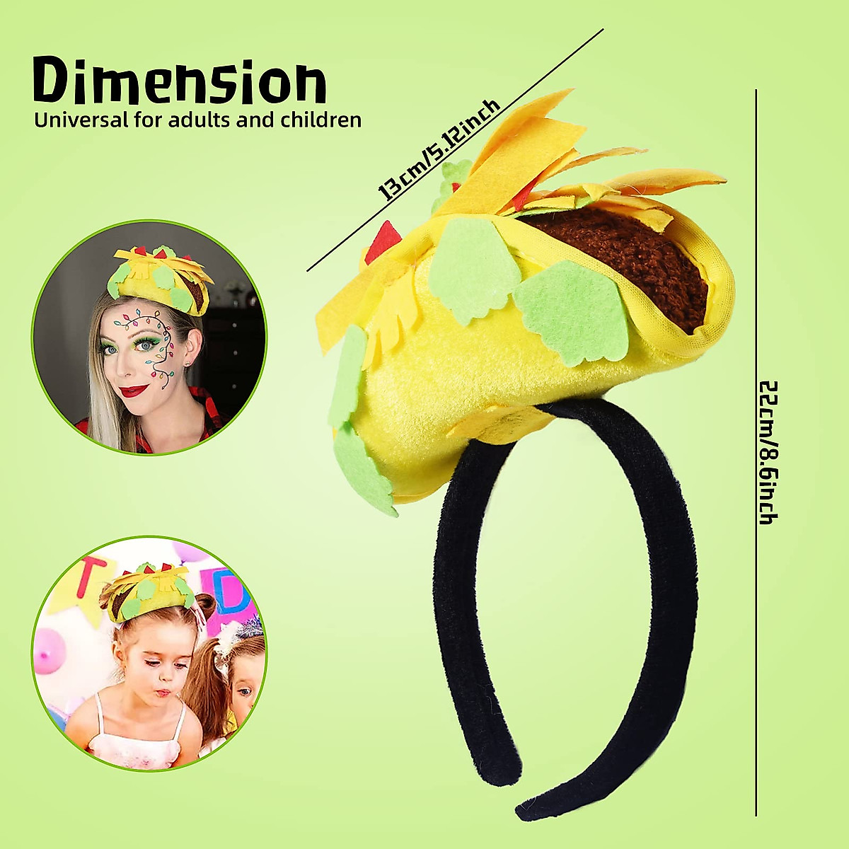 Uderwarb Taco Headband Food Hat for Cinco De Mayo Fiesta Halloween Party Costume