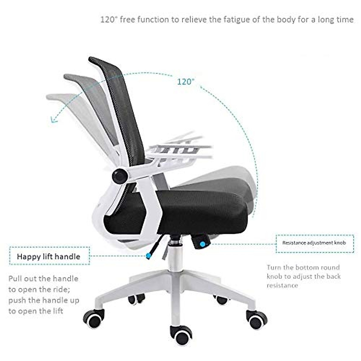 BZLSFHZ Computer Chair Sturdy Adult Personalized Rotating Armrest Removable Hall Chair Internet Cafe Chair (Color : Gray)