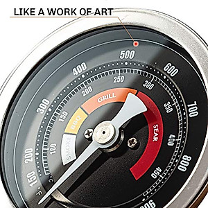 GriAddict 3.3" Green Egg Thermometer Replacement - Big Green Egg Temperature Gauge Tool, 150-900°F with Waterproof and No-Fog Glass Lens, Hermetically Sealed and Maintain Precise Cooking Temperatures