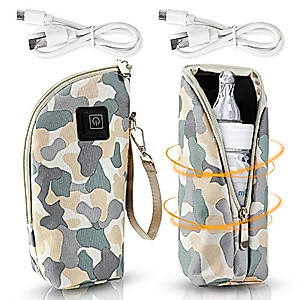 Hohean 2 Pieces Portable Car Travel Bottle Warmer USB Milk Heat Keeper Baby Bottle Warmer with 2 Pieces USB Data Cables Infant Bottle for Indoor, Outdoor, Traveling, Driving (Vivid Style)