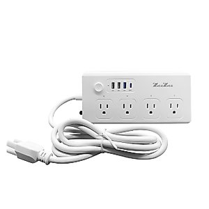 Zauzau Smart PD Power Strip and Surge Protectors Type-C 30W USB-C 18W 4 AC outlets 10A 1650W 5 feet Extension Cord Flat Plug for Home Office Hotel
