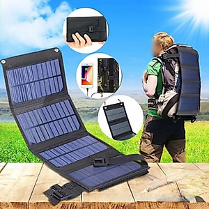 10W Foldable Solar Panel, 5V 1.38A(Max) Mini Portable Foldable Solar Cell Polycrystalline Silicon Solar Outdoor Charger Compatible with Cell Phones, Mini Fans for Outdoor Camping, Backpacking, Hiking
