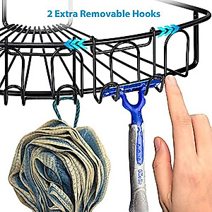 Orimade 2 Pack Corner Shower Caddy Stainless Steel with Hooks bundle with Corner Shower Caddy with Soap Holder 3 Pack Black
