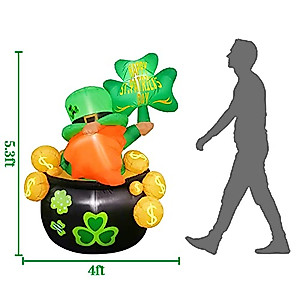 Bunny Chorus 5.3 Ft Inflatable Leprechaun with LED Lights St Patrick's Day Inflatables Outdoor Decorations Irish Themed Inflatable Gnome for Home Indoor Outdoor Yard Lawn Garden