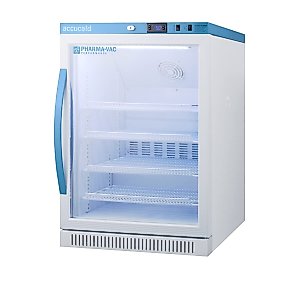 Summit Appliance ARG6PV Pharma-Vac Performance Series 6 Cu.Ft. Freestanding ADA Compliant Height Vaccine Refrigerator with Glass Door, Automatic Defrost, Digital Thermostat and White Cabinet