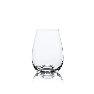 ANDERS & WHITE - 'Hosking' Stemless Wine Glasses. Lead and Toxin Free European Crystal. 4x 15.6 Ounces (460ml) Glasses. Universal Red and White Wine Glasses. Ideal Water Tumbler.