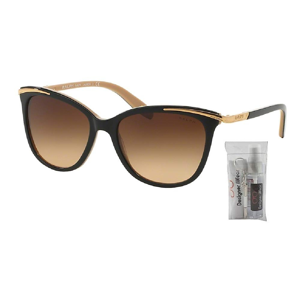 Ralph Lauren RA5203 109013 54M Black Nude/Brown Gradient Cateye Sunglasses For Women + BUNDLE with Designer iWear Eyewear Kit