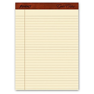 Ampad Gold Fibre Retro Legal Pads, Size 8-1/2x11-3/4, 50 Sheets, Ivory Paper, 20 Pound Paper, 60 Point Chipboard Backing, Wide Ruling (20-009), 12 pack