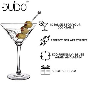 Cocktail Picks Stainless Steel Toothpicks - (12 Pack / 4 Inch) Martini Picks Reusable Fancy Metal Drink Skewers Garnish Sticks for Martini Olives Appetizers Bloody Mary Brandied