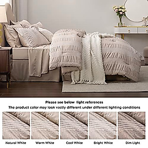 Bedsure Twin Bed in A Bag - Twin Comforter Sets 6 Piece Stripes Seersucker Bedding Set, Soft Lightweight Down Alternative Comforter Twin Bed Set(Khaki 68x88 inch)