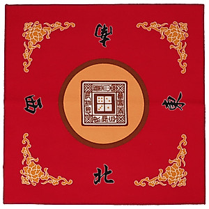 GUSTARIA Chinese Mahjong Set, with X-Large 144 Numbered Melamine Yellow Tiles, 2 Spare Tiles, 6 Dice and a Wind Indicator, Carrying Travel Case with English Instruction, Mahjong Mat(Red)