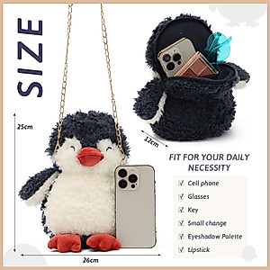 Ynport Novelty Chicken Purse for Women Cute Fluffy Penguin Sheep Animal Shoulder Bag Funny Cute Cartoon Crossbody bag