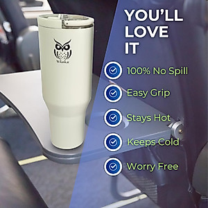 WILANKAR Tumbler 40oz Water Bottle with Lid, Handle & Flip Straw – Leakproof, Cup Holder-Friendly Travel Cup, Insulated Stainless Steel, Dishwasher-Safe, BPA-Free (Cream)