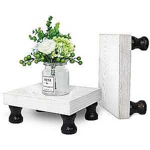 2 Pcs Wood Risers for Display, 1.2 Inch Thickness Wood Tray Decor Waterproof Farmhouse Pedestal Display Stand Rustic Counter Table Vintage Sink Risers for Home Kitchen Bathroom Decor and Organizer