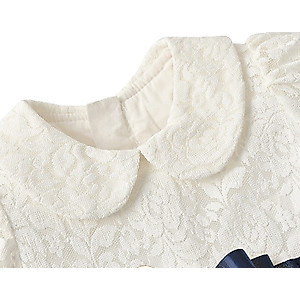 DINGDONG'S CLOSET Baby Tollder Kid Girl Short Sleeve White Flower Bowknot Lace Princess Dress (3T)