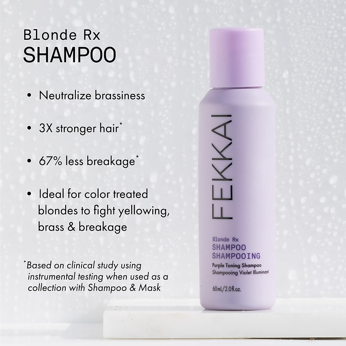 Fekkai Blonde Rx Purple Shampoo - 2 oz - Leaves Hair 3X Stronger with 67% Less Breakage - Free of Sulfates, Parabens, Phthalates - Vegan, Cruelty-Free