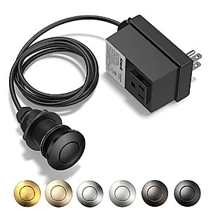 ANWOLL Garbage Disposal Air Switch Kit-Professional，Cordless Sink Top Waste Disposer On/Off， Garbage Disposal Button, Brass Made Cover, UL Listed