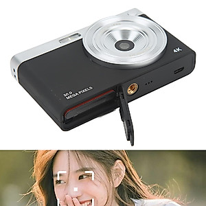 UPQRSG 4K Digital Camera, 2.88in IPS HD AF Autofocus Digital Camera, Mirrorless Compact Video Camera, 16X Zoom 50MP Vlogging Camera, for Macro Shooting[Black]