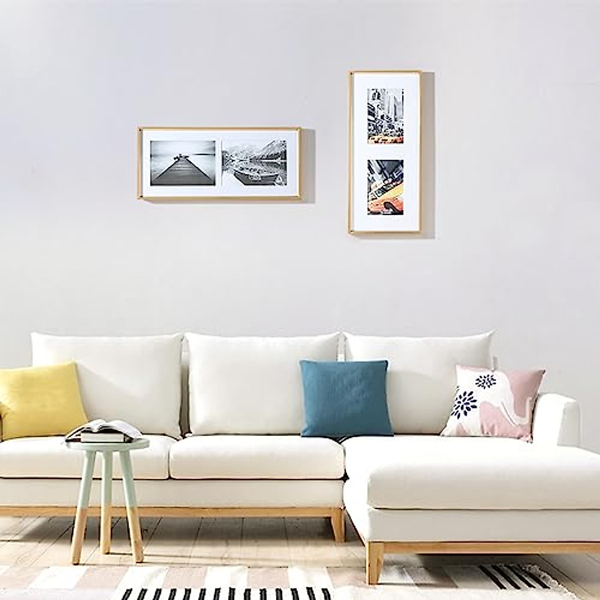 UMICAL 5x7 Picture Frame bundle with 5x7 Aluminum Picture Frame with 2 Mats and HD Plexiglass Metal Molding Photo Frames