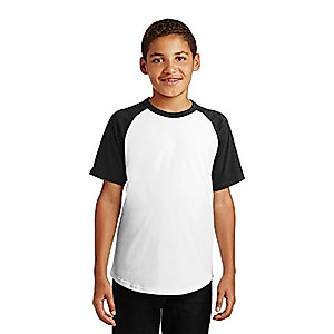 SPORT-TEK Youth Short Sleeve Colorblock Raglan Jersey F20 White/Black