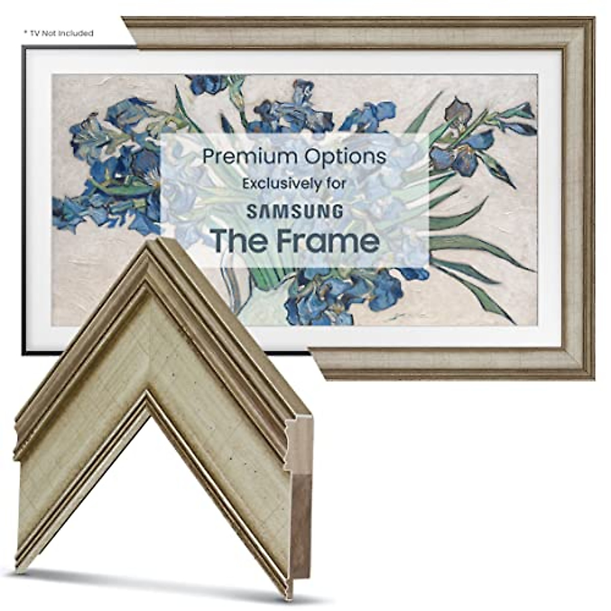 Deco TV Frames - Warm Silver Smart Frame Compatible ONLY with Samsung The Frame TV (65", Fits 2021-2023 Frame TV)