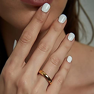 TRUMIUM 4mm Tungsten Wedding Band Ring for Men Women Gold Plated Domed High Polished Comfort Fit 9