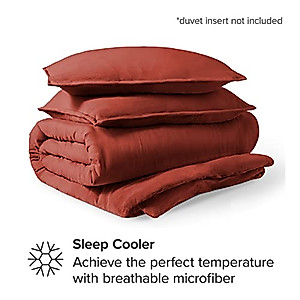 Bare Home Sandwashed Duvet Cover Queen Size - Premium 1800 Collection Duvet Set - Cooling Duvet Cover - Super Soft Duvet Covers (Queen, Sandwashed Rosewood)