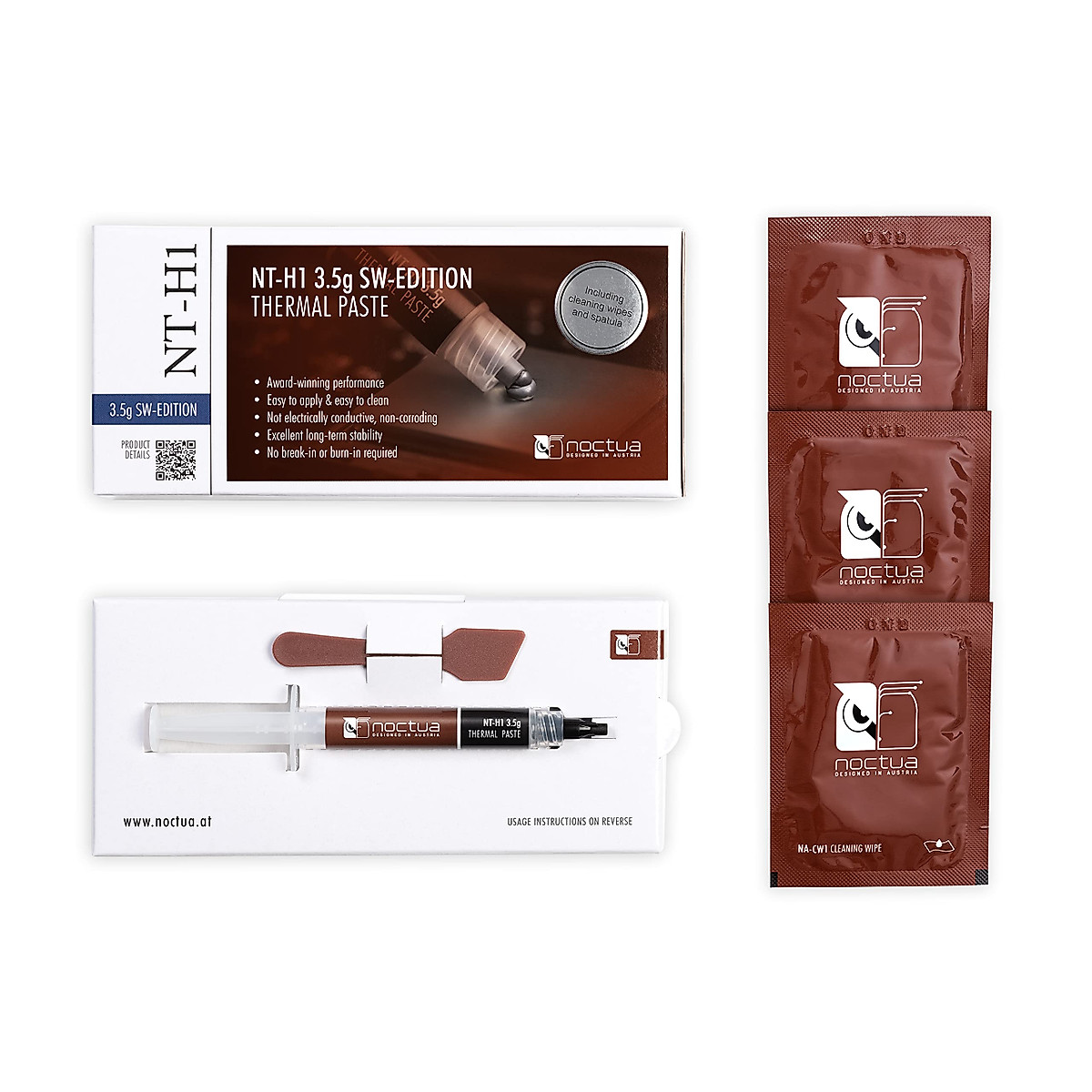 Noctua NT-H1 3.5g SW Edition, Thermal Computer Paste with Spatula and Cleaning Wipes