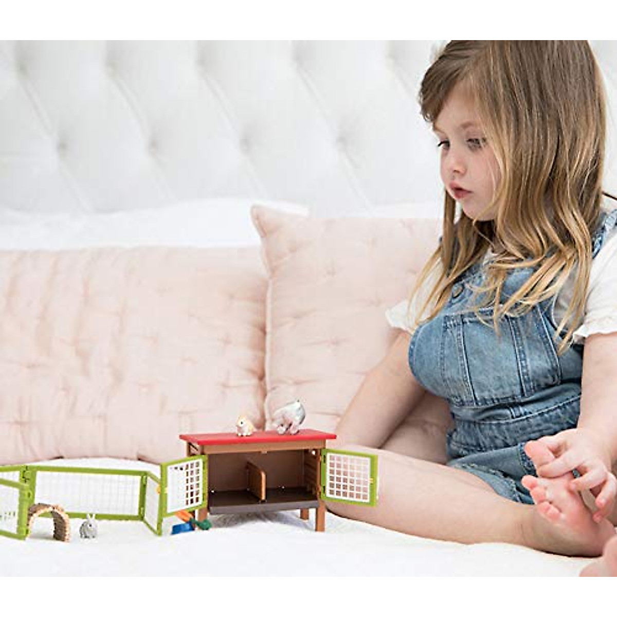 Schleich Farm World, Easter Toys for Boys and Girls Ages 3-8, 8-Piece Playset, Rabbit Hutch and Bunny Playpen Toy Set