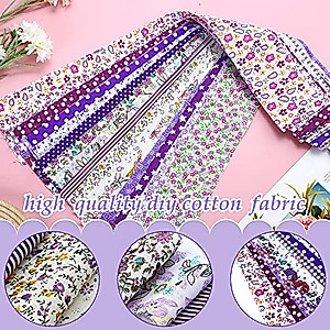 40 Pcs Floral Cotton Fabric Patchwork Roll Cotton Quilting Fabric Roll up Cotton Fabric Quilting Strips 2.55 Inch Precut Patchwork Roll for Craft Sewing DIY Crafts (Purple Flower)