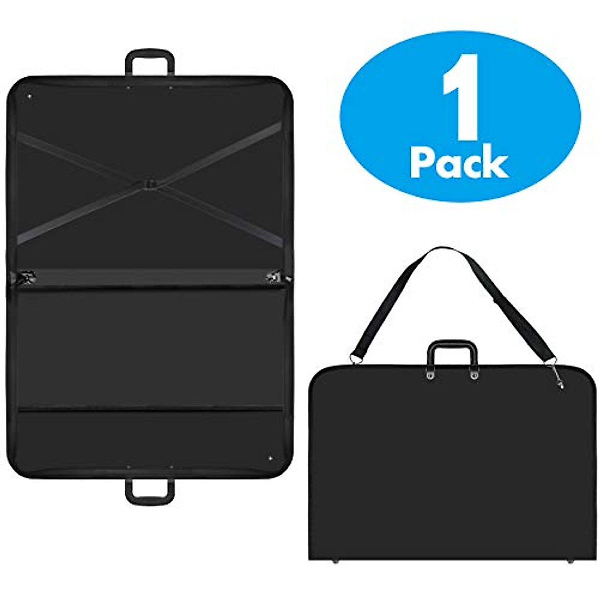 Black Spill-Resistant Art Artist Portfolio Sketching Supplies Case A2 Size with Reinforcing Plate & Shoulder Strap for Students, Designers. (28” x20”x1.5”)