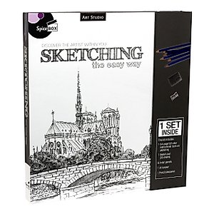 SpiceBox Adult Drawing Sketching Kit, Learn to Draw, How to Sketch Books, Art Hobby Kits for Adults, Sharks and Sea Creatures
