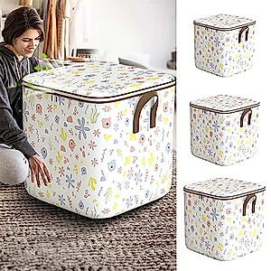 AZXY Clothes Storage Bags Large Capacity, Closet Organizers and Storage Bins, Foldable Wardrobe Storage with Lids and Handles for Blanket Comforter Clothing Bedding, Containers Box (L)