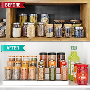 YAN & HIN Pack of 2, 3-Tier Spice Racks, Expandable and Non-Skid, Ideal as Medicine Cabinet Organizer, Kitchen Shelf Pantry Organizer, and Seasoning Organizer, Canned Food Organizer