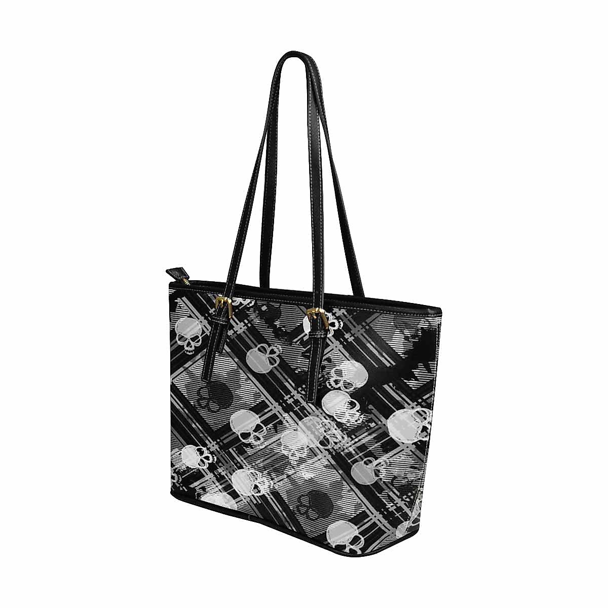 InterestPrint Striped Pattern With Skulls Bags for Women LeatherPurse and Handbags Large Shoulder Bag Crossbody Purse