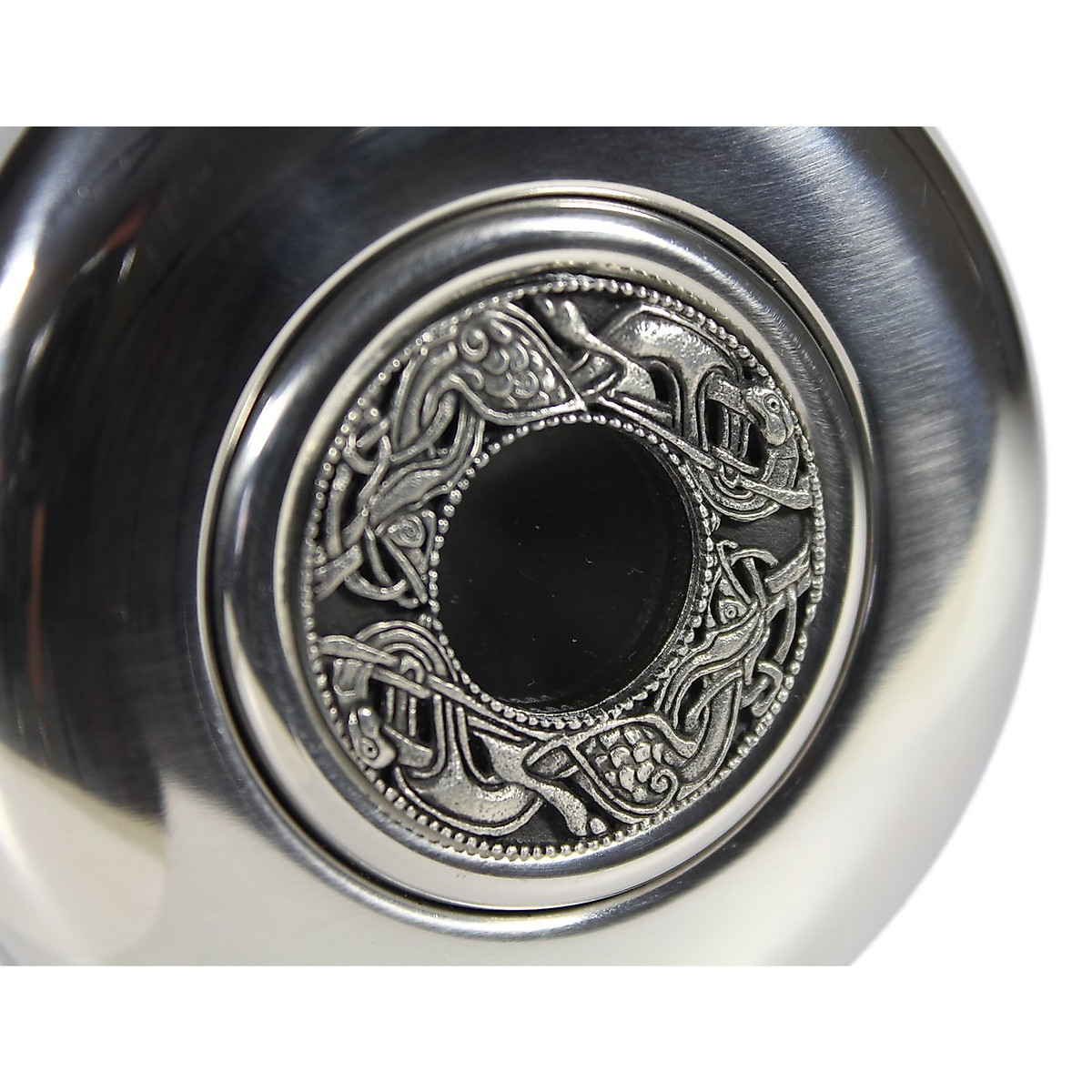 Irish Whiskey Flask Stainless Steel Flask 5 Fl. Oz. Book of Kells Design Irish Flasks Made Co, Westmeath Ireland